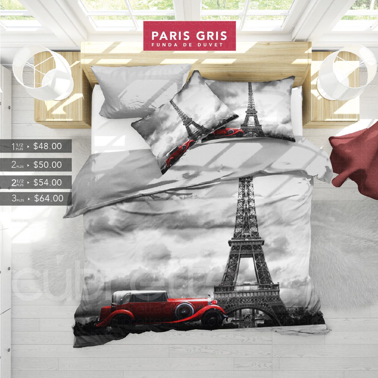 Funda de Duvet Paris Gris – CUBRETTE
